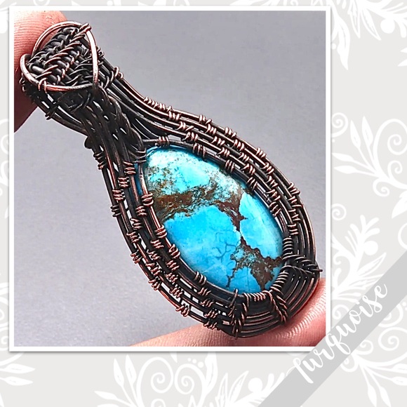 Jewelry | Turquoise Large Eclectic Artisan Copper Wire Wrap Pendant 25 ...